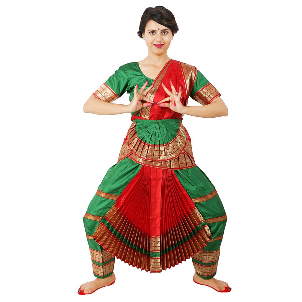 Bharatanatyam Readymade Costume Green And Red – BharatanatyamWorld